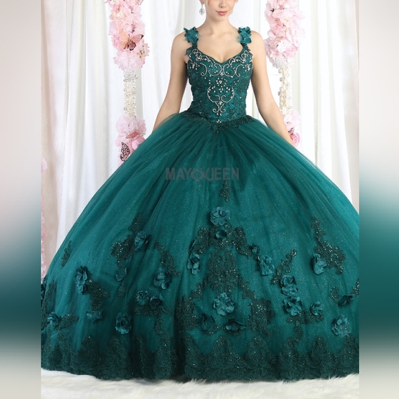 Dresses | New Long Floral Design Beaded Lace Applique Corset Lace Up ...